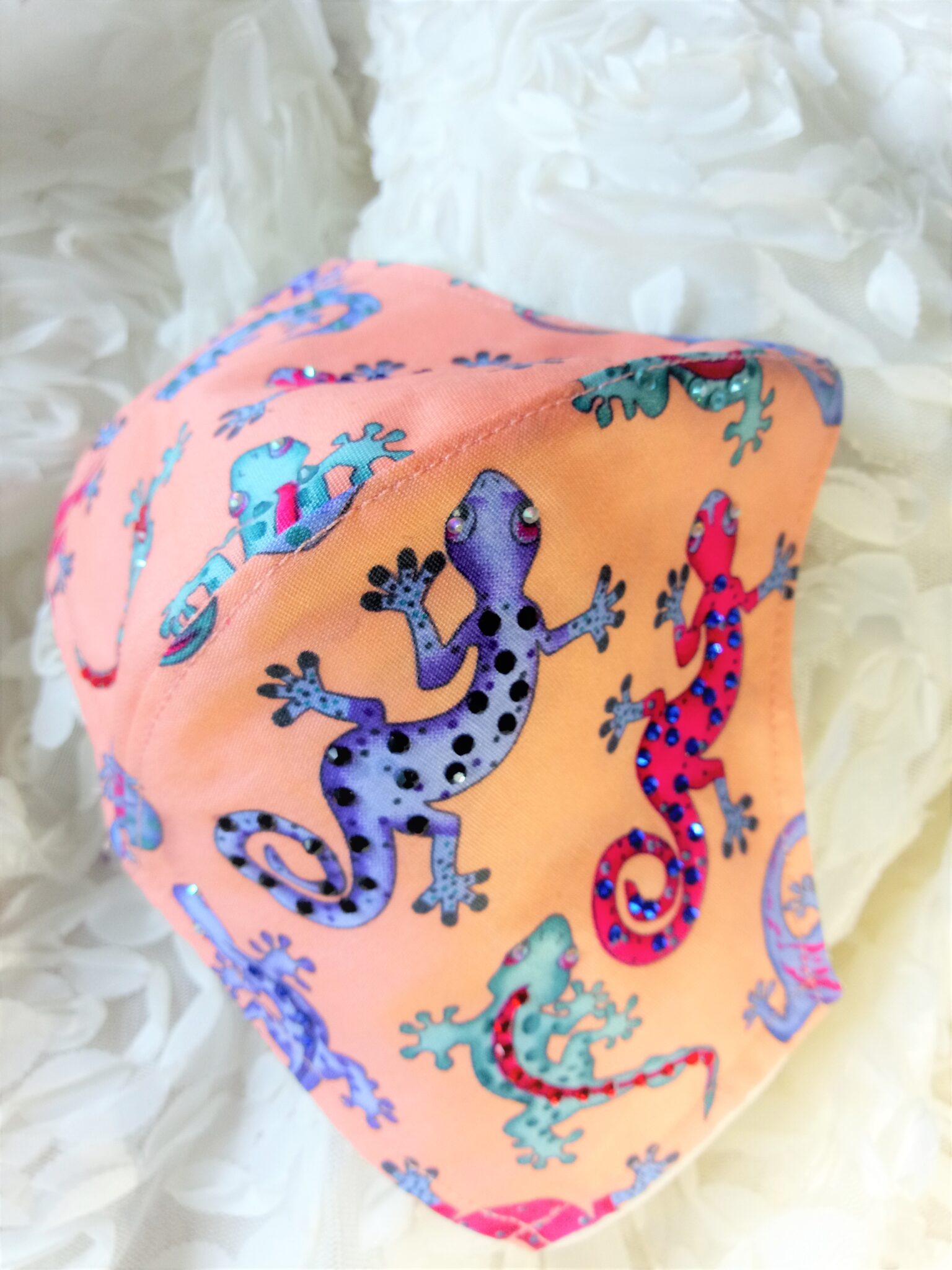 Lizards Crystals Face Mask - Peach Colour • Classy Tailoring House